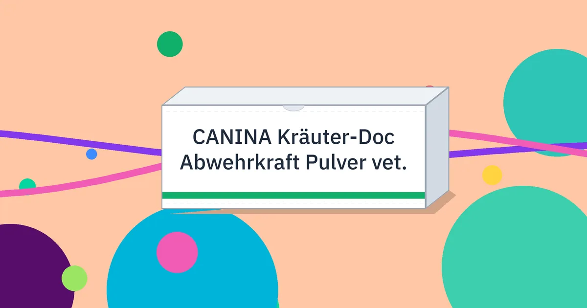 Symbolbild: Packung mit der Aufschrift CANINA Kräuter-Doc Abwehrkraft Pulver vet. (PZN 06902689) – Verfügbarkeit und Bezug in Apotheken in Frankfurt am Main