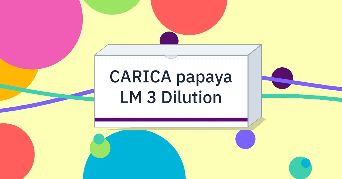 Symbolbild: Packung mit der Aufschrift CARICA papaya LM 3 Dilution (PZN 13430446) – Verfügbarkeit und Bezug in Apotheken in Frankfurt am Main