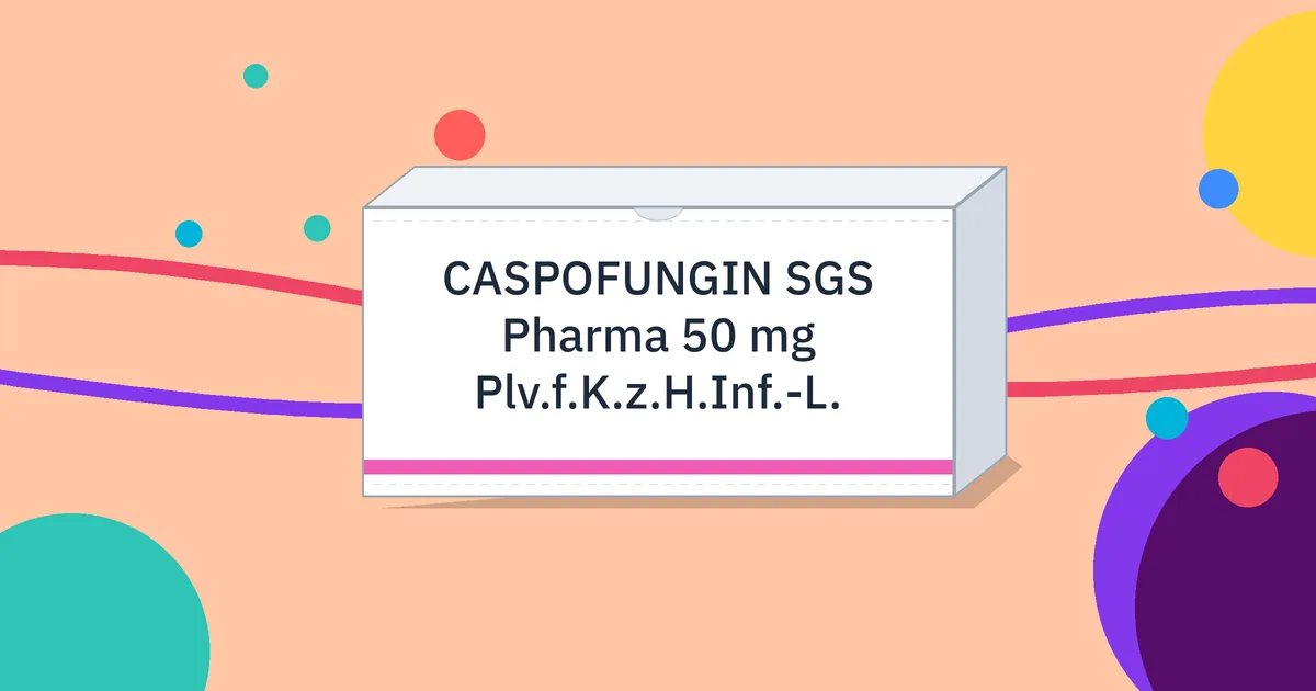 Symbolbild: Packung mit der Aufschrift CASPOFUNGIN SGS Pharma 50 mg Plv.f.K.z.H.Inf.-L. (PZN 20393421) – Verfügbarkeit und Bezug in Apotheken in Frankfurt am Main