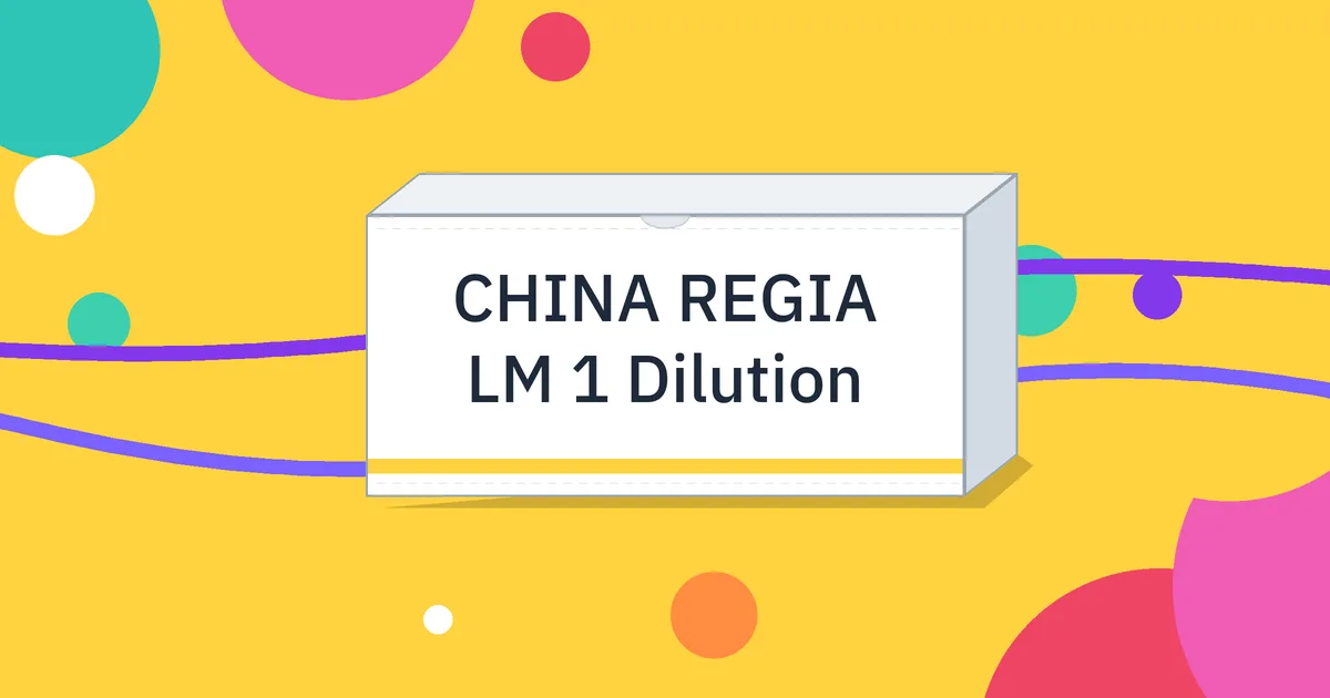 Symbolbild: Packung mit der Aufschrift CHINA REGIA LM 1 Dilution (PZN 12814127) – Verfügbarkeit und Bezug in Apotheken in Frankfurt am Main
