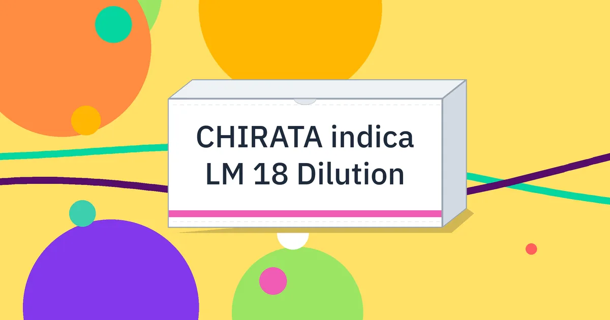Symbolbild: Packung mit der Aufschrift CHIRATA indica LM 18 Dilution (PZN 13443667) – Verfügbarkeit und Bezug in Apotheken in Frankfurt am Main