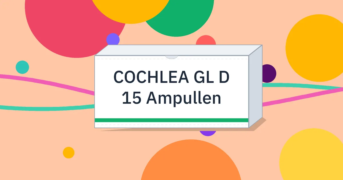Symbolbild: Packung mit der Aufschrift COCHLEA GL D 15 Ampullen (PZN 02912863) – Verfügbarkeit und Bezug in Apotheken in Frankfurt am Main
