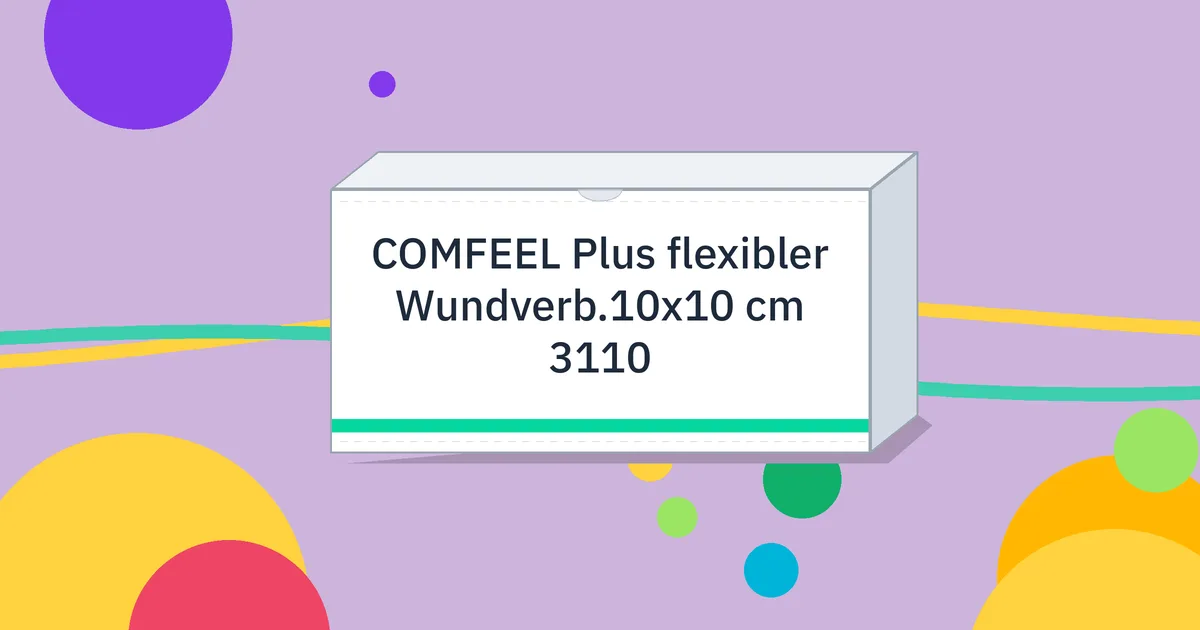 Symbolbild: Packung mit der Aufschrift COMFEEL Plus flexibler Wundverb.10x10 cm 3110 (PZN 02897572) – Verfügbarkeit und Bezug in Apotheken in Frankfurt am Main