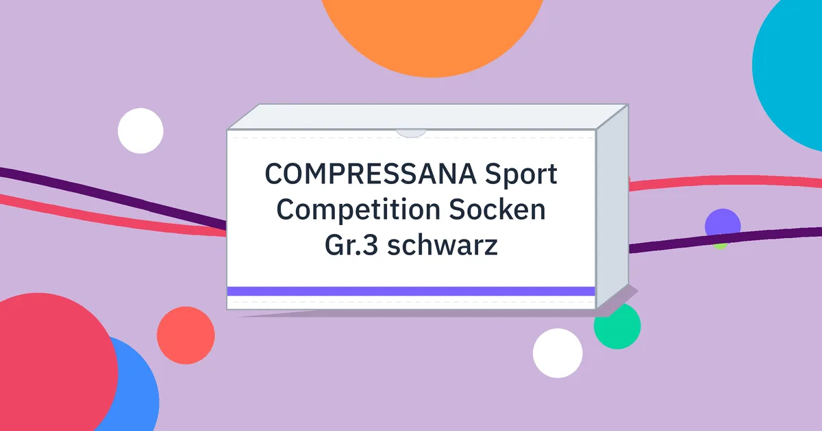 Symbolbild: Packung mit der Aufschrift COMPRESSANA Sport Competition Socken Gr.3 schwarz (PZN 16198346) – Verfügbarkeit und Bezug in Apotheken in Frankfurt am Main