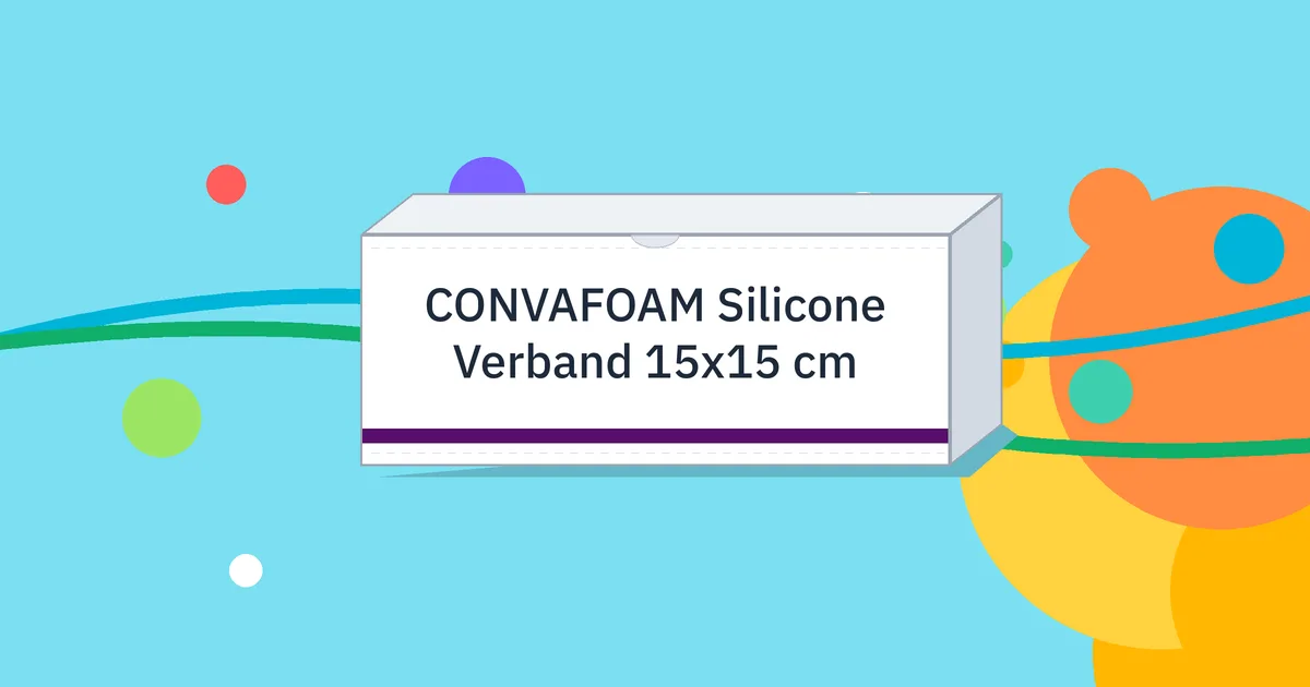 Symbolbild: Packung mit der Aufschrift CONVAFOAM Silicone Verband 15x15 cm (PZN 20124997) – Verfügbarkeit und Bezug in Apotheken in Frankfurt am Main