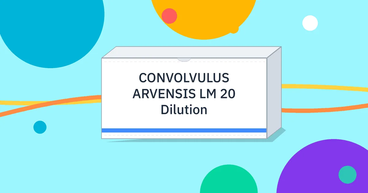 Symbolbild: Packung mit der Aufschrift CONVOLVULUS ARVENSIS LM 20 Dilution (PZN 13450265) – Verfügbarkeit und Bezug in Apotheken in Frankfurt am Main