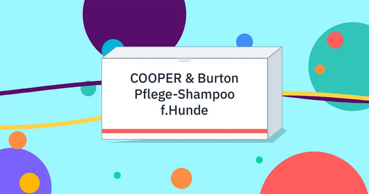 Symbolbild: Packung mit der Aufschrift COOPER & Burton Pflege-Shampoo f.Hunde (PZN 20317555) – Verfügbarkeit und Bezug in Apotheken in Frankfurt am Main