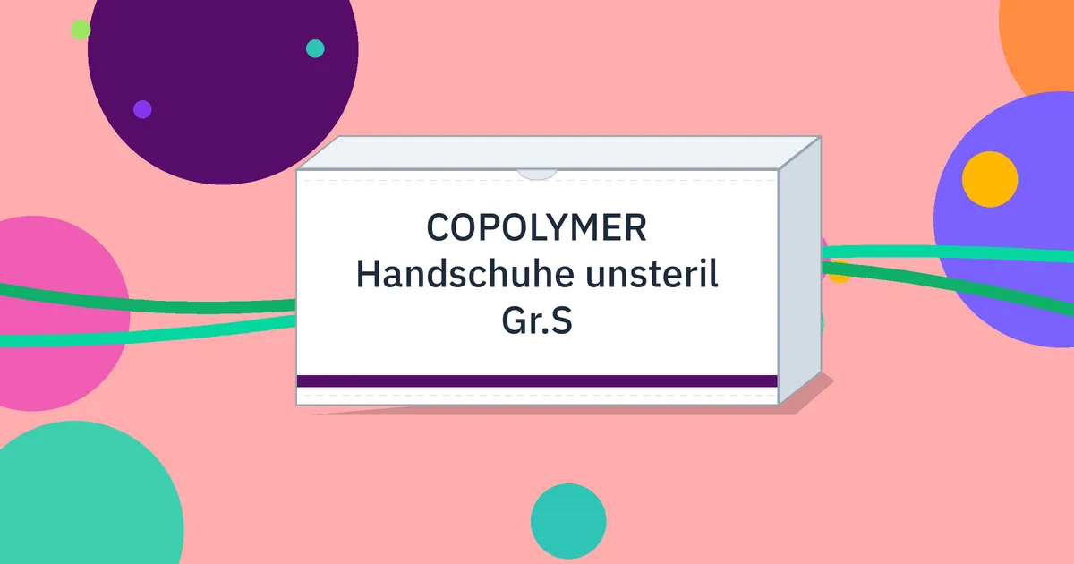 Symbolbild: Packung mit der Aufschrift COPOLYMER Handschuhe unsteril Gr.S (PZN 09619155) – Verfügbarkeit und Bezug in Apotheken in Frankfurt am Main