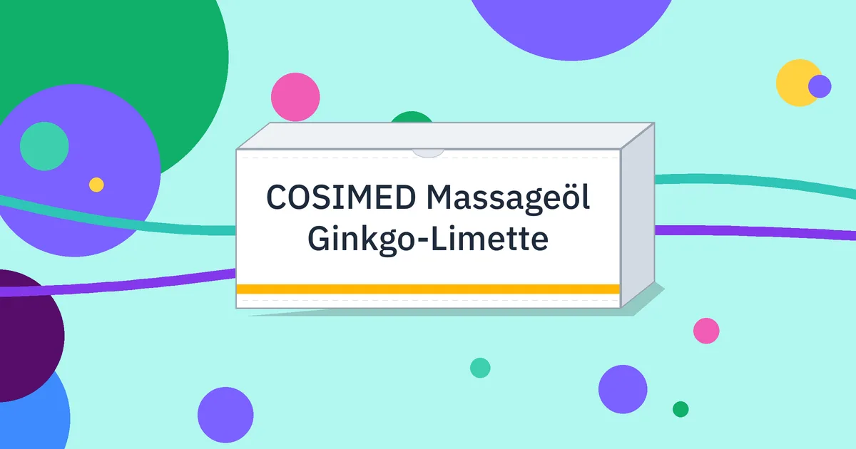 Symbolbild: Packung mit der Aufschrift COSIMED Massageöl Ginkgo-Limette (PZN 15746188) – Verfügbarkeit und Bezug in Apotheken in Frankfurt am Main