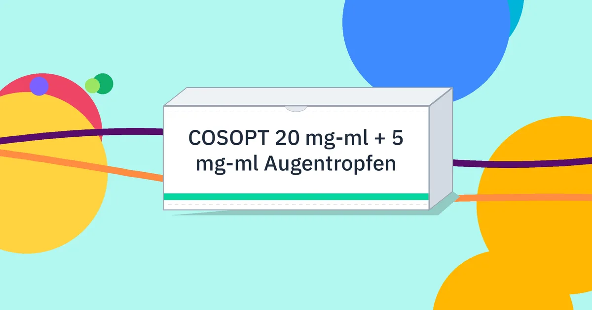 Symbolbild: Packung mit der Aufschrift COSOPT 20 mg-ml + 5 mg-ml Augentropfen (PZN 17176950) – Verfügbarkeit und Bezug in Apotheken in Frankfurt am Main