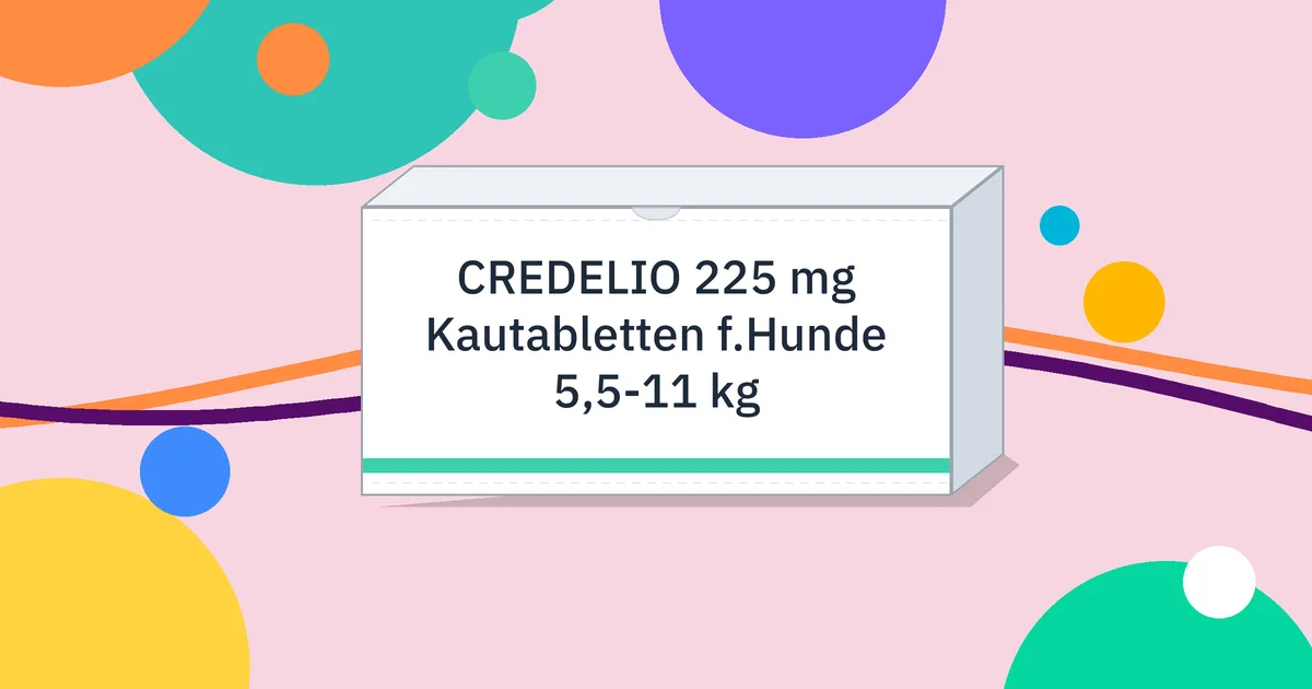 Symbolbild: Packung mit der Aufschrift CREDELIO 225 mg Kautabletten f.Hunde 5,5-11 kg (PZN 14371556) – Verfügbarkeit und Bezug in Apotheken in Frankfurt am Main