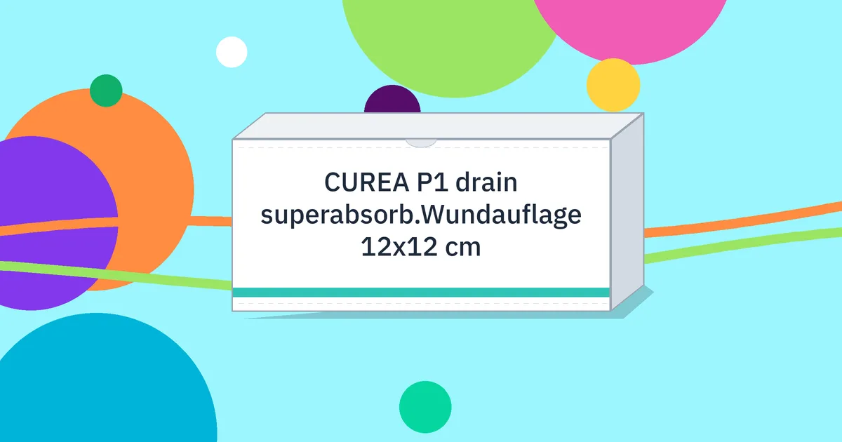 Symbolbild: Packung mit der Aufschrift CUREA P1 drain superabsorb.Wundauflage 12x12 cm (PZN 06563431) – Verfügbarkeit und Bezug in Apotheken in Frankfurt am Main