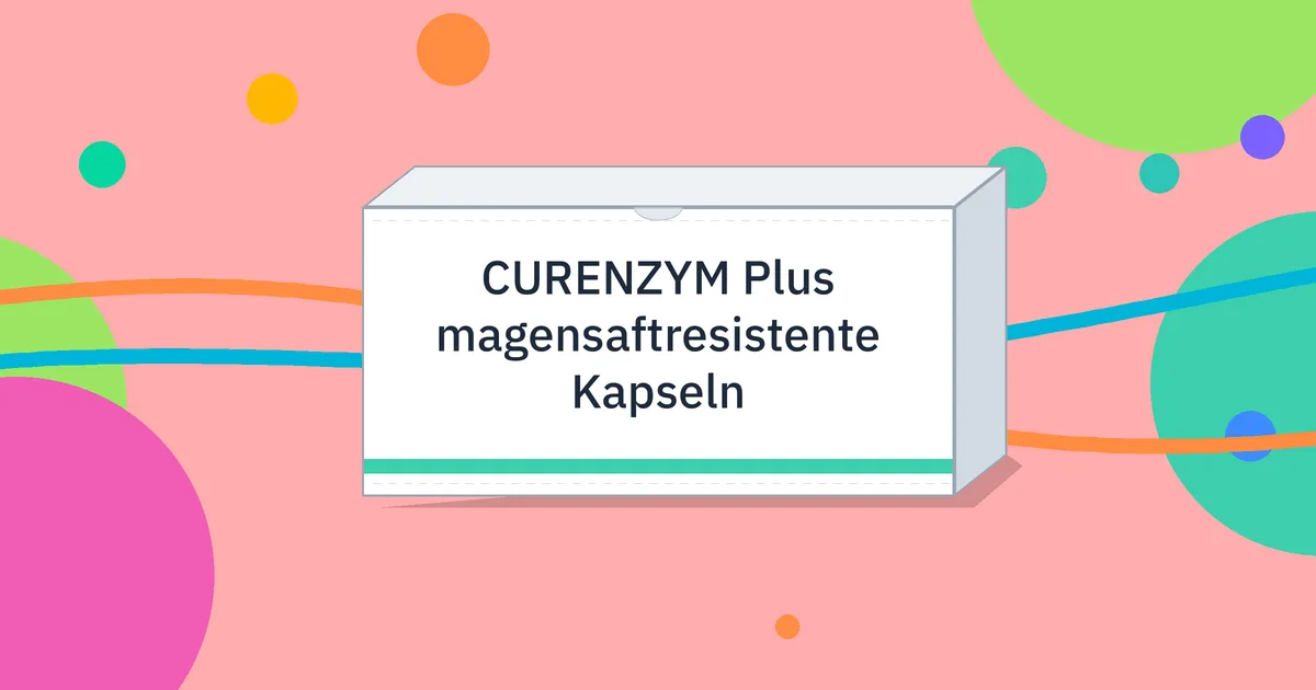 Symbolbild: Packung mit der Aufschrift CURENZYM Plus magensaftresistente Kapseln (PZN 13572293) – Verfügbarkeit und Bezug in Apotheken in Frankfurt am Main