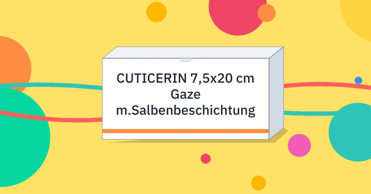Symbolbild: Packung mit der Aufschrift CUTICERIN 7,5x20 cm Gaze m.Salbenbeschichtung (PZN 09680373) – Verfügbarkeit und Bezug in Apotheken in Frankfurt am Main