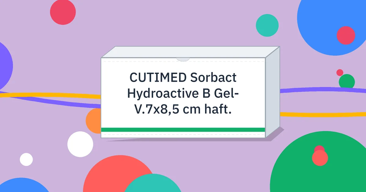 Symbolbild: Packung mit der Aufschrift CUTIMED Sorbact Hydroactive B Gel-V.7x8,5 cm haft. (PZN 16027024) – Verfügbarkeit und Bezug in Apotheken in Frankfurt am Main
