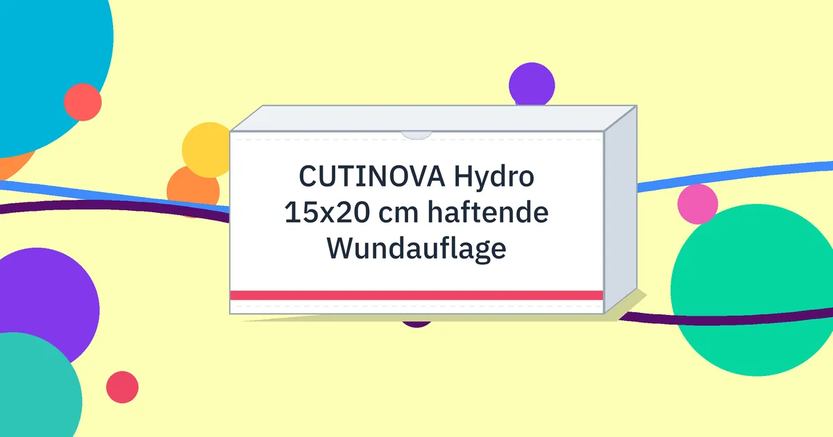 Symbolbild: Packung mit der Aufschrift CUTINOVA Hydro 15x20 cm haftende Wundauflage (PZN 15302327) – Verfügbarkeit und Bezug in Apotheken in Frankfurt am Main