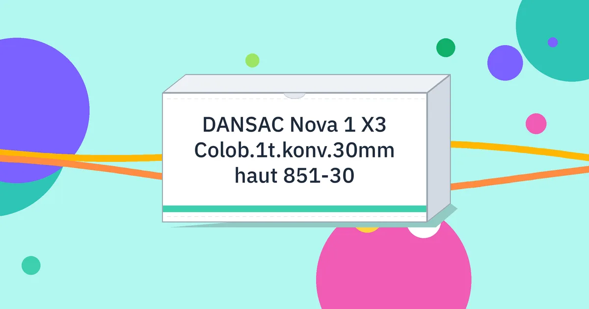Symbolbild: Packung mit der Aufschrift DANSAC Nova 1 X3 Colob.1t.konv.30mm haut 851-30 (PZN 03506964) – Verfügbarkeit und Bezug in Apotheken in Frankfurt am Main