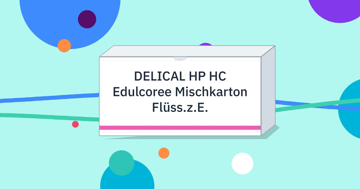 Symbolbild: Packung mit der Aufschrift DELICAL HP HC Edulcoree Mischkarton Flüss.z.E. (PZN 17257387) – Verfügbarkeit und Bezug in Apotheken in Frankfurt am Main