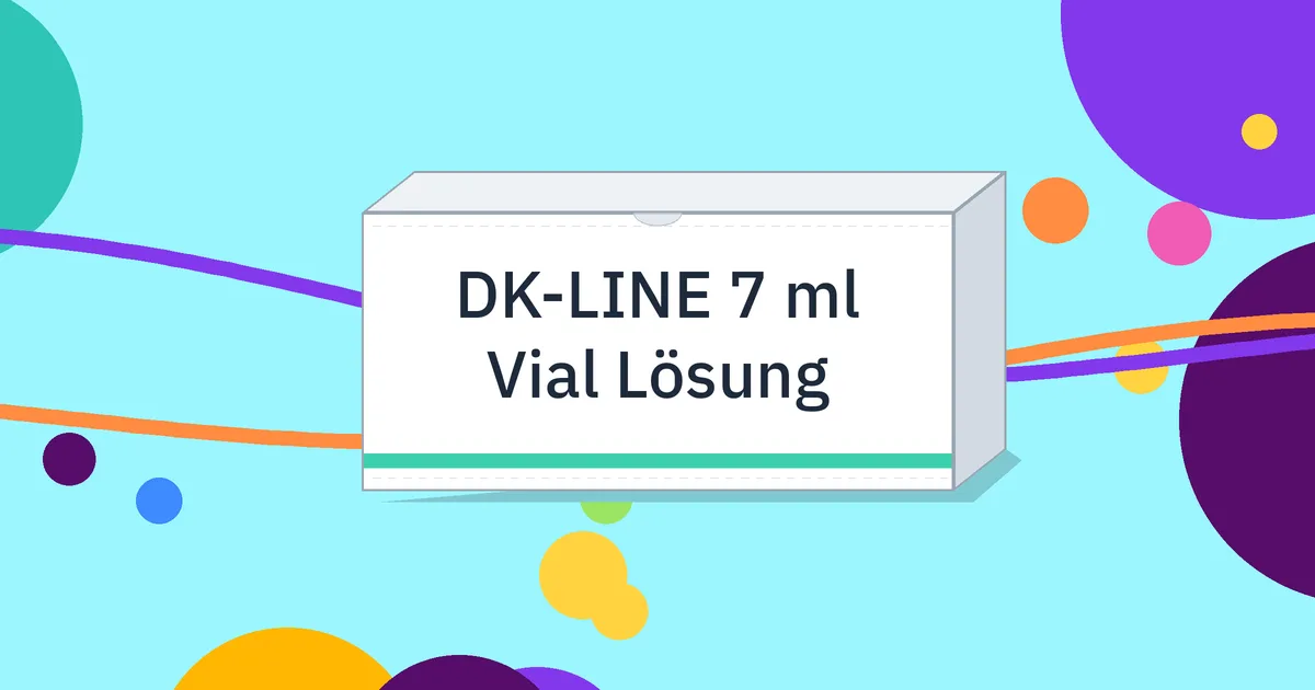 Symbolbild: Packung mit der Aufschrift DK-LINE 7 ml Vial Lösung (PZN 01505535) – Verfügbarkeit und Bezug in Apotheken in Frankfurt am Main
