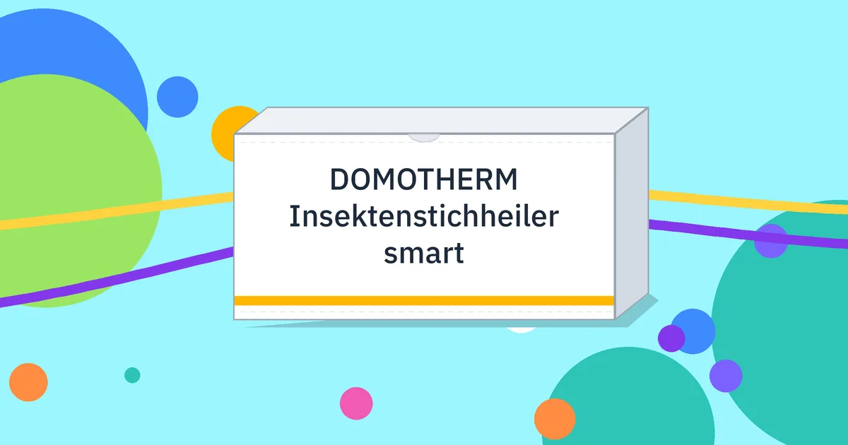 Symbolbild: Packung mit der Aufschrift DOMOTHERM Insektenstichheiler smart (PZN 19989545) – Verfügbarkeit und Bezug in Apotheken in Frankfurt am Main