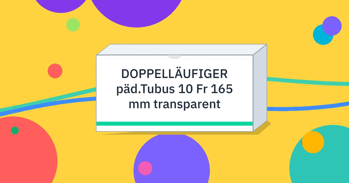Symbolbild: Packung mit der Aufschrift DOPPELLÄUFIGER päd.Tubus 10 Fr 165 mm transparent (PZN 09514278) – Verfügbarkeit und Bezug in Apotheken in Frankfurt am Main