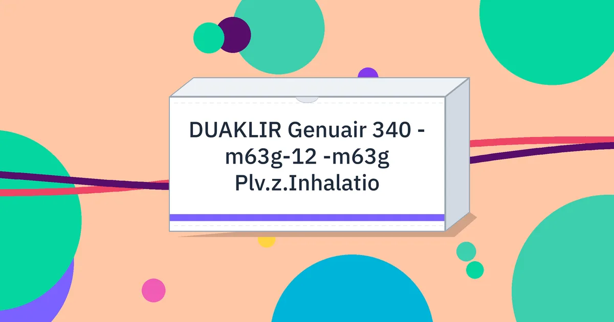 Symbolbild: Packung mit der Aufschrift DUAKLIR Genuair 340 -m63g-12 -m63g Plv.z.Inhalatio (PZN 15634199) – Verfügbarkeit und Bezug in Apotheken in Frankfurt am Main