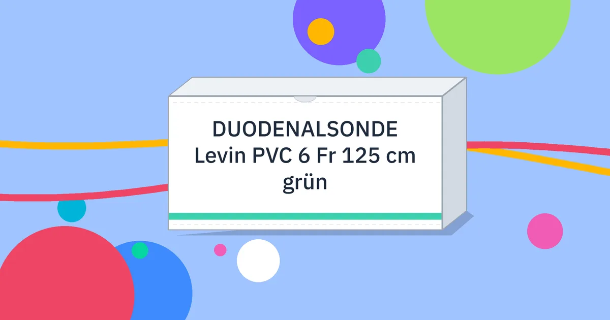 Symbolbild: Packung mit der Aufschrift DUODENALSONDE Levin PVC 6 Fr 125 cm grün (PZN 15624551) – Verfügbarkeit und Bezug in Apotheken in Frankfurt am Main