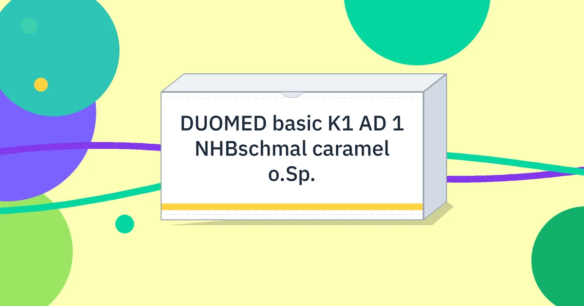 Symbolbild: Packung mit der Aufschrift DUOMED basic K1 AD 1 NHBschmal caramel o.Sp. (PZN 20903508) – Verfügbarkeit und Bezug in Apotheken in Frankfurt am Main