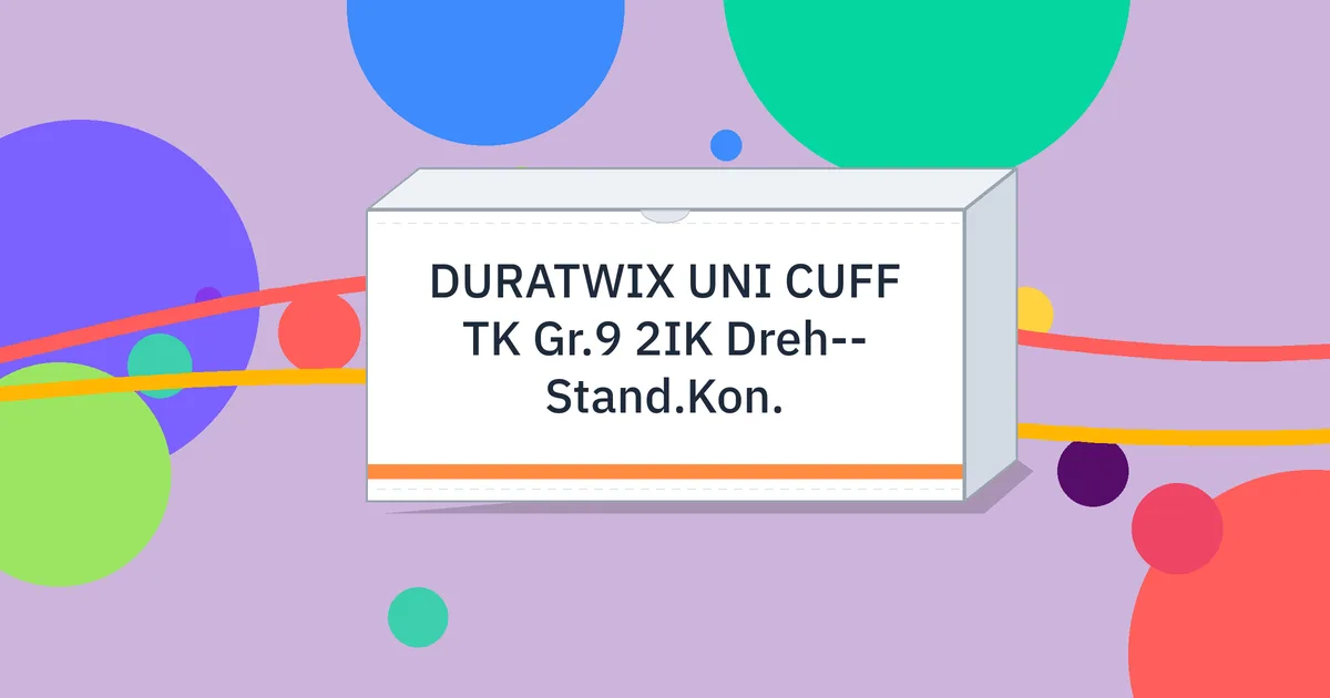 Symbolbild: Packung mit der Aufschrift DURATWIX UNI CUFF TK Gr.9 2IK Dreh--Stand.Kon. (PZN 06965164) – Verfügbarkeit und Bezug in Apotheken in Frankfurt am Main