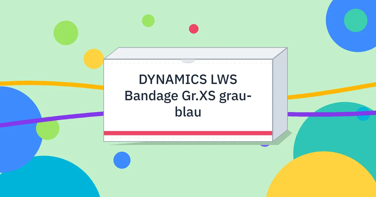 Symbolbild: Packung mit der Aufschrift DYNAMICS LWS Bandage Gr.XS grau-blau (PZN 10634390) – Verfügbarkeit und Bezug in Apotheken in Frankfurt am Main