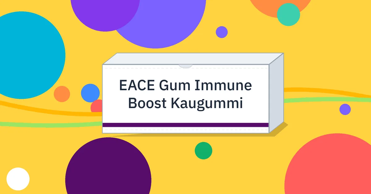 Symbolbild: Packung mit der Aufschrift EACE Gum Immune Boost Kaugummi (PZN 20136227) – Verfügbarkeit und Bezug in Apotheken in Frankfurt am Main