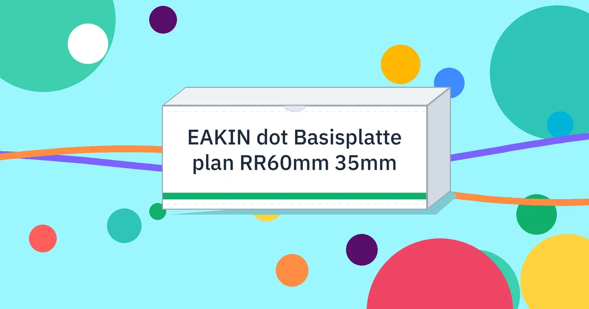 Symbolbild: Packung mit der Aufschrift EAKIN dot Basisplatte plan RR60mm 35mm (PZN 11870595) – Verfügbarkeit und Bezug in Apotheken in Frankfurt am Main