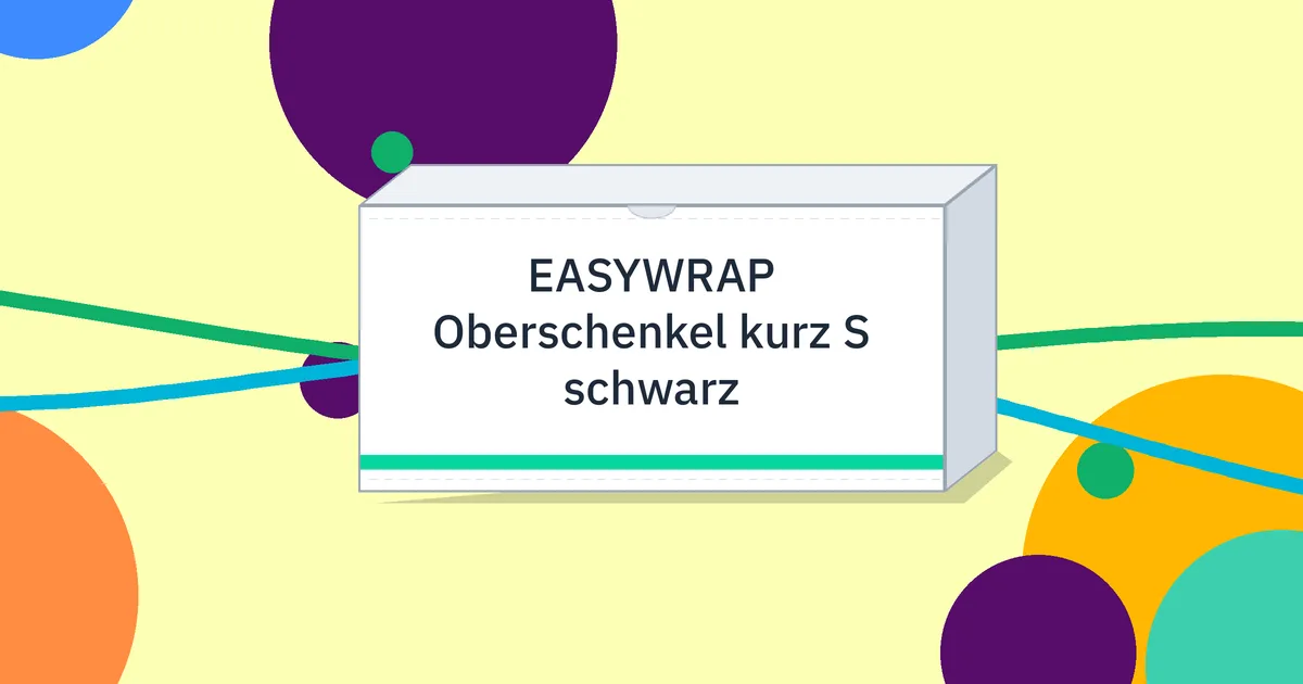 Symbolbild: Packung mit der Aufschrift EASYWRAP Oberschenkel kurz S schwarz (PZN 18748868) – Verfügbarkeit und Bezug in Apotheken in Frankfurt am Main