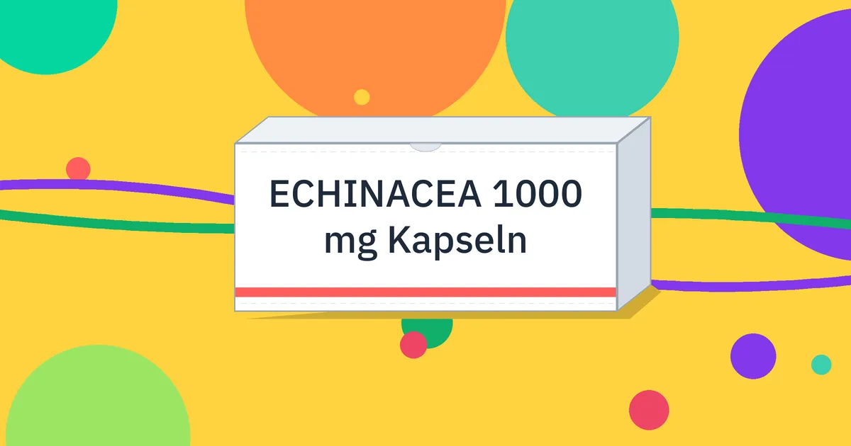 Symbolbild: Packung mit der Aufschrift ECHINACEA 1000 mg Kapseln (PZN 15571079) – Verfügbarkeit und Bezug in Apotheken in Frankfurt am Main