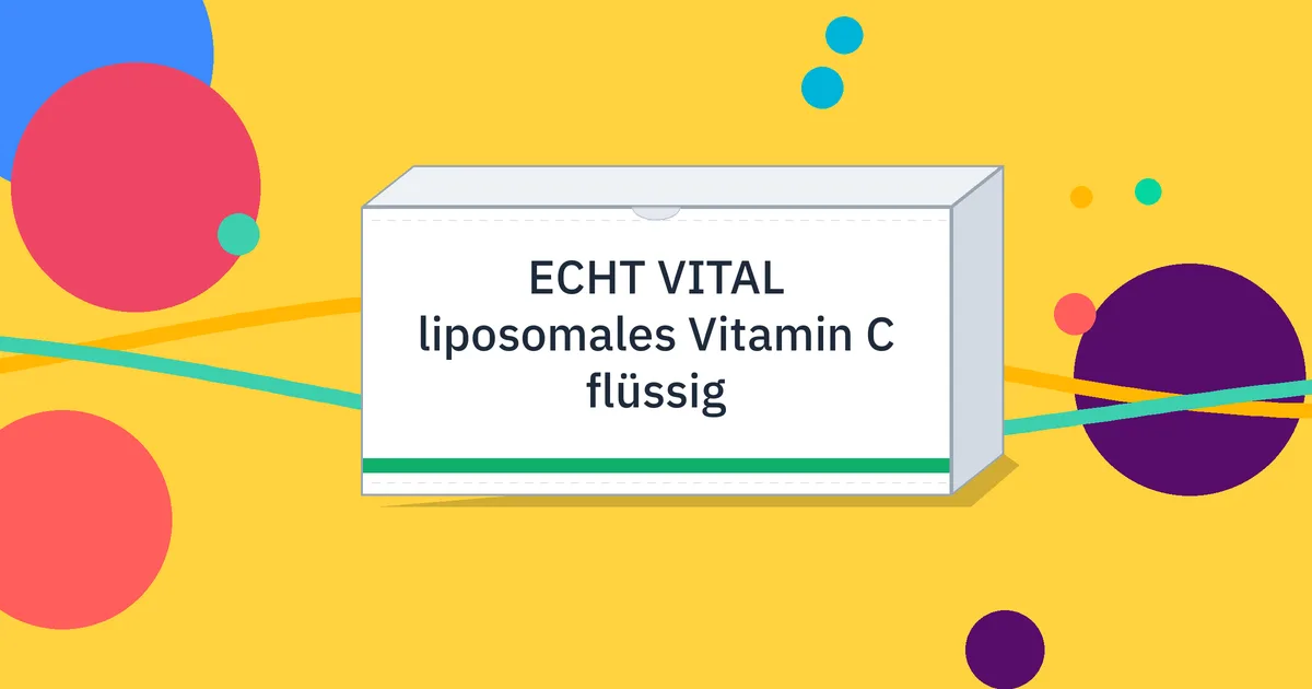 Symbolbild: Packung mit der Aufschrift ECHT VITAL liposomales Vitamin C flüssig (PZN 16084884) – Verfügbarkeit und Bezug in Apotheken in Frankfurt am Main