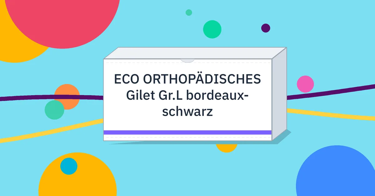 Symbolbild: Packung mit der Aufschrift ECO ORTHOPÄDISCHES Gilet Gr.L bordeaux-schwarz (PZN 14334897) – Verfügbarkeit und Bezug in Apotheken in Frankfurt am Main