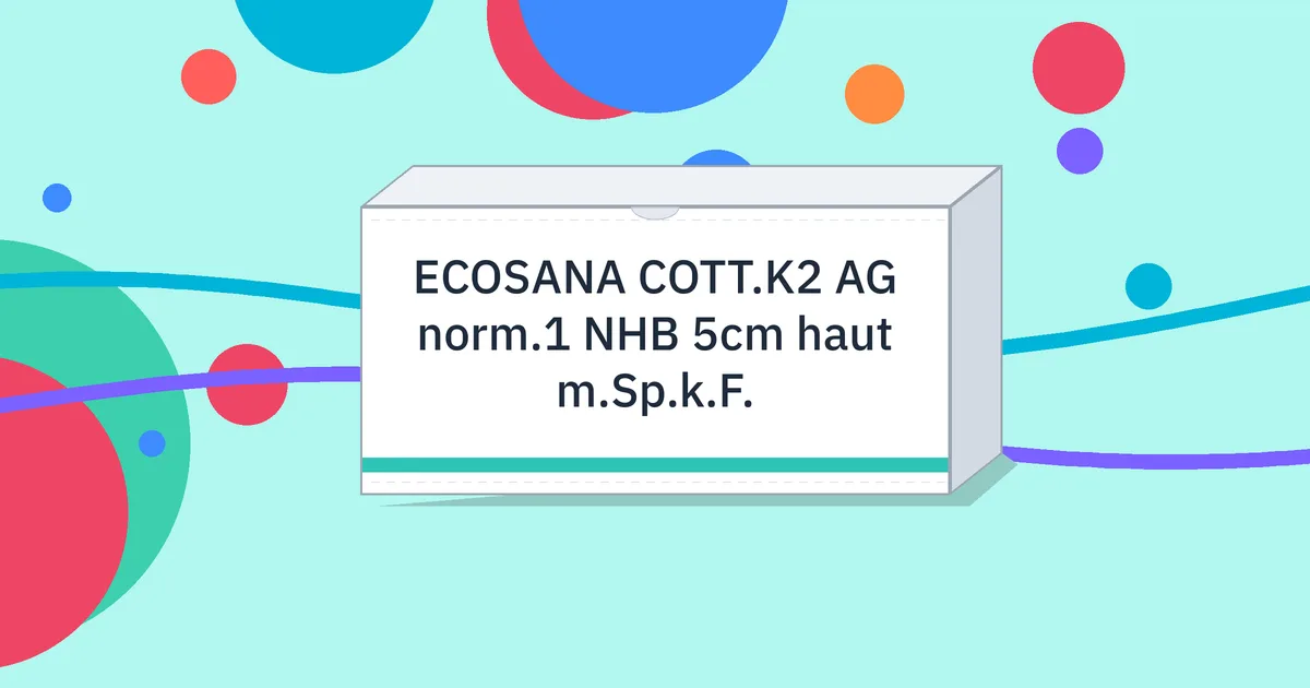 Symbolbild: Packung mit der Aufschrift ECOSANA COTT.K2 AG norm.1 NHB 5cm haut m.Sp.k.F. (PZN 16948712) – Verfügbarkeit und Bezug in Apotheken in Frankfurt am Main