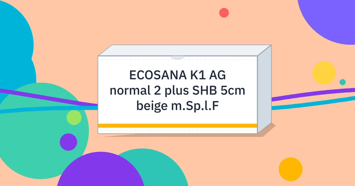 Symbolbild: Packung mit der Aufschrift ECOSANA K1 AG normal 2 plus SHB 5cm beige m.Sp.l.F (PZN 04726811) – Verfügbarkeit und Bezug in Apotheken in Frankfurt am Main
