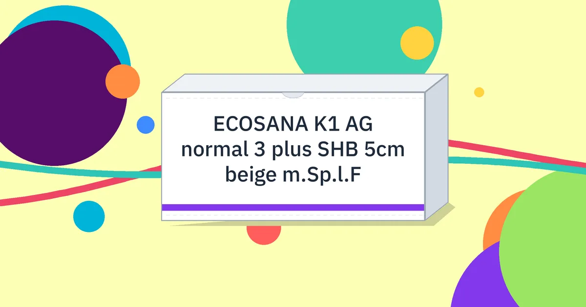 Symbolbild: Packung mit der Aufschrift ECOSANA K1 AG normal 3 plus SHB 5cm beige m.Sp.l.F (PZN 04727609) – Verfügbarkeit und Bezug in Apotheken in Frankfurt am Main