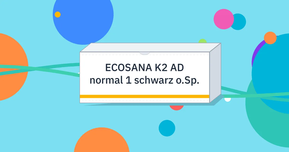 Symbolbild: Packung mit der Aufschrift ECOSANA K2 AD normal 1 schwarz o.Sp. (PZN 01331704) – Verfügbarkeit und Bezug in Apotheken in Frankfurt am Main