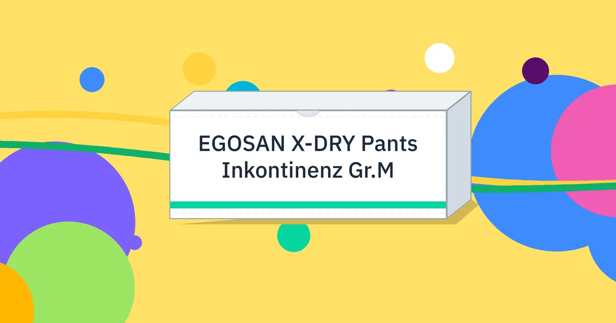 Symbolbild: Packung mit der Aufschrift EGOSAN X-DRY Pants Inkontinenz Gr.M (PZN 18849285) – Verfügbarkeit und Bezug in Apotheken in Frankfurt am Main