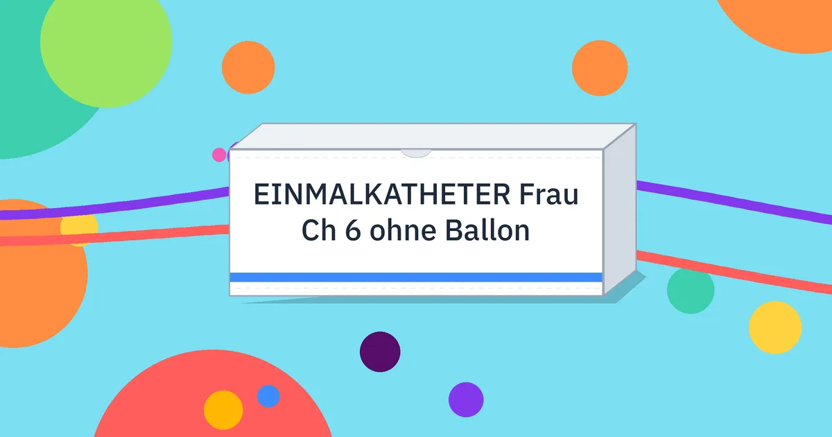 Symbolbild: Packung mit der Aufschrift EINMALKATHETER Frau Ch 6 ohne Ballon (PZN 00052244) – Verfügbarkeit und Bezug in Apotheken in Frankfurt am Main