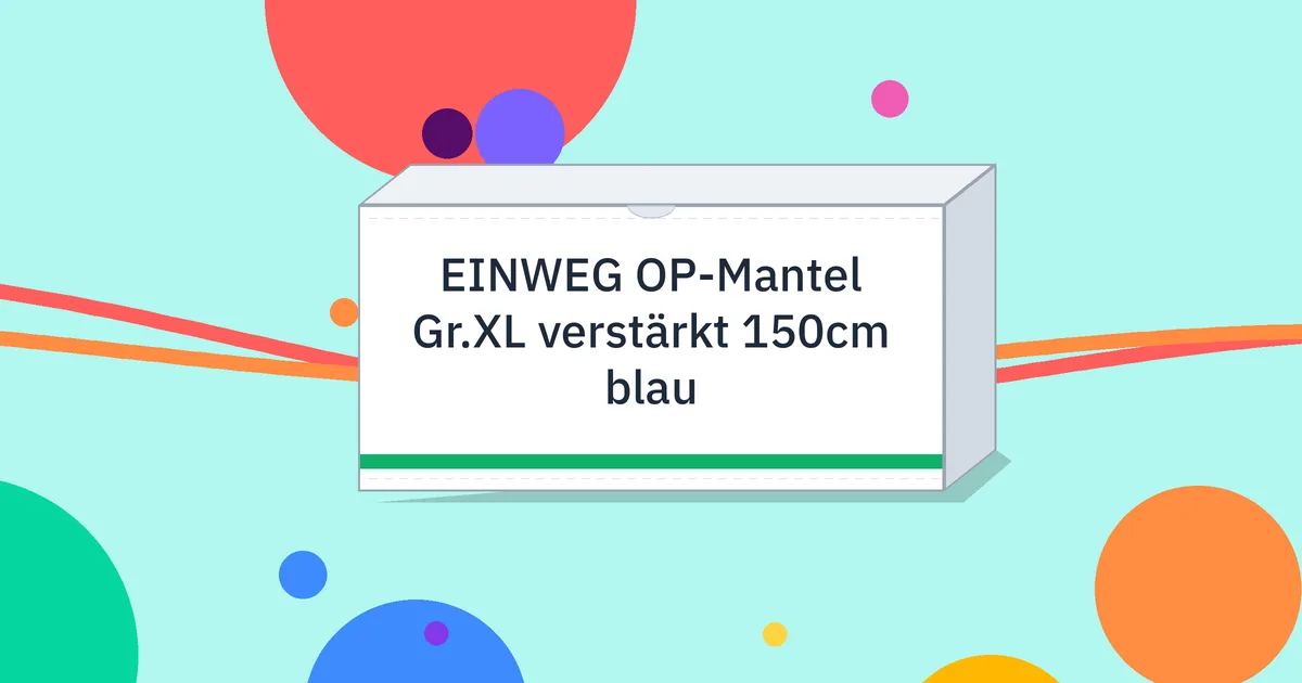 Symbolbild: Packung mit der Aufschrift EINWEG OP-Mantel Gr.XL verstärkt 150cm blau (PZN 10540217) – Verfügbarkeit und Bezug in Apotheken in Frankfurt am Main