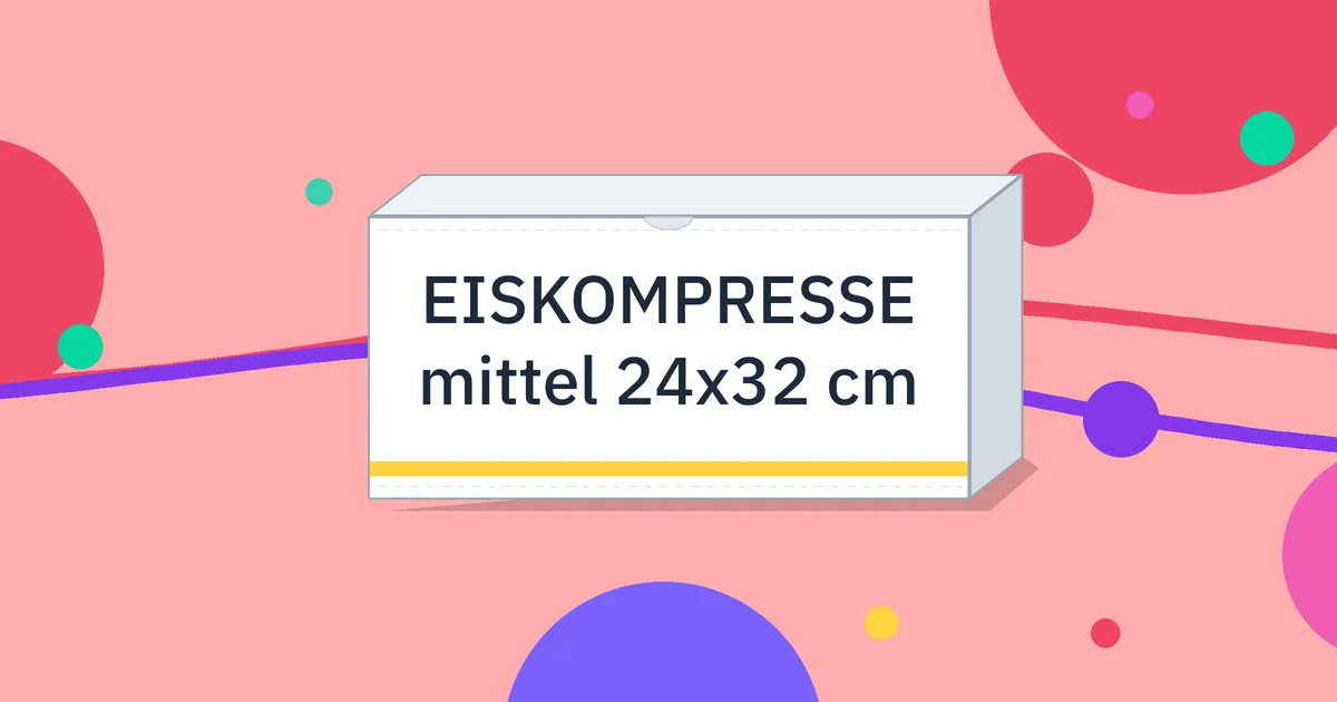 Symbolbild: Packung mit der Aufschrift EISKOMPRESSE mittel 24x32 cm (PZN 02438663) – Verfügbarkeit und Bezug in Apotheken in Frankfurt am Main