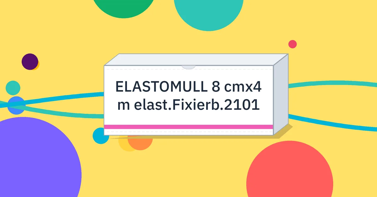 Symbolbild: Packung mit der Aufschrift ELASTOMULL 8 cmx4 m elast.Fixierb.2101 (PZN 18116393) – Verfügbarkeit und Bezug in Apotheken in Frankfurt am Main