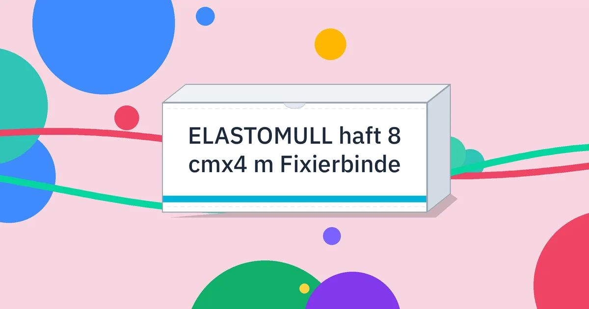 Symbolbild: Packung mit der Aufschrift ELASTOMULL haft 8 cmx4 m Fixierbinde (PZN 00813341) – Verfügbarkeit und Bezug in Apotheken in Frankfurt am Main