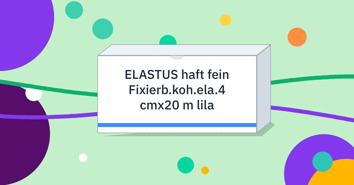 Symbolbild: Packung mit der Aufschrift ELASTUS haft fein Fixierb.koh.ela.4 cmx20 m lila (PZN 12855451) – Verfügbarkeit und Bezug in Apotheken in Frankfurt am Main