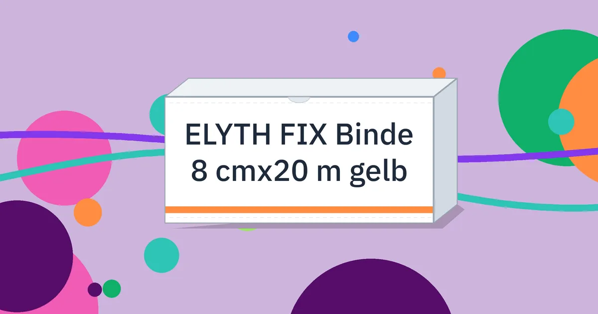 Symbolbild: Packung mit der Aufschrift ELYTH FIX Binde 8 cmx20 m gelb (PZN 10537592) – Verfügbarkeit und Bezug in Apotheken in Frankfurt am Main