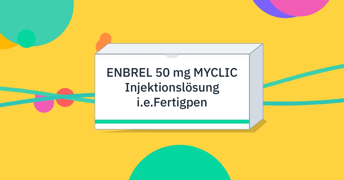 Symbolbild: Packung mit der Aufschrift ENBREL 50 mg MYCLIC Injektionslösung i.e.Fertigpen (PZN 06129344) – Verfügbarkeit und Bezug in Apotheken in Frankfurt am Main