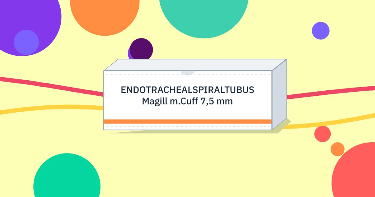 Symbolbild: Packung mit der Aufschrift ENDOTRACHEALSPIRALTUBUS Magill m.Cuff 7,5 mm (PZN 06497326) – Verfügbarkeit und Bezug in Apotheken in Frankfurt am Main